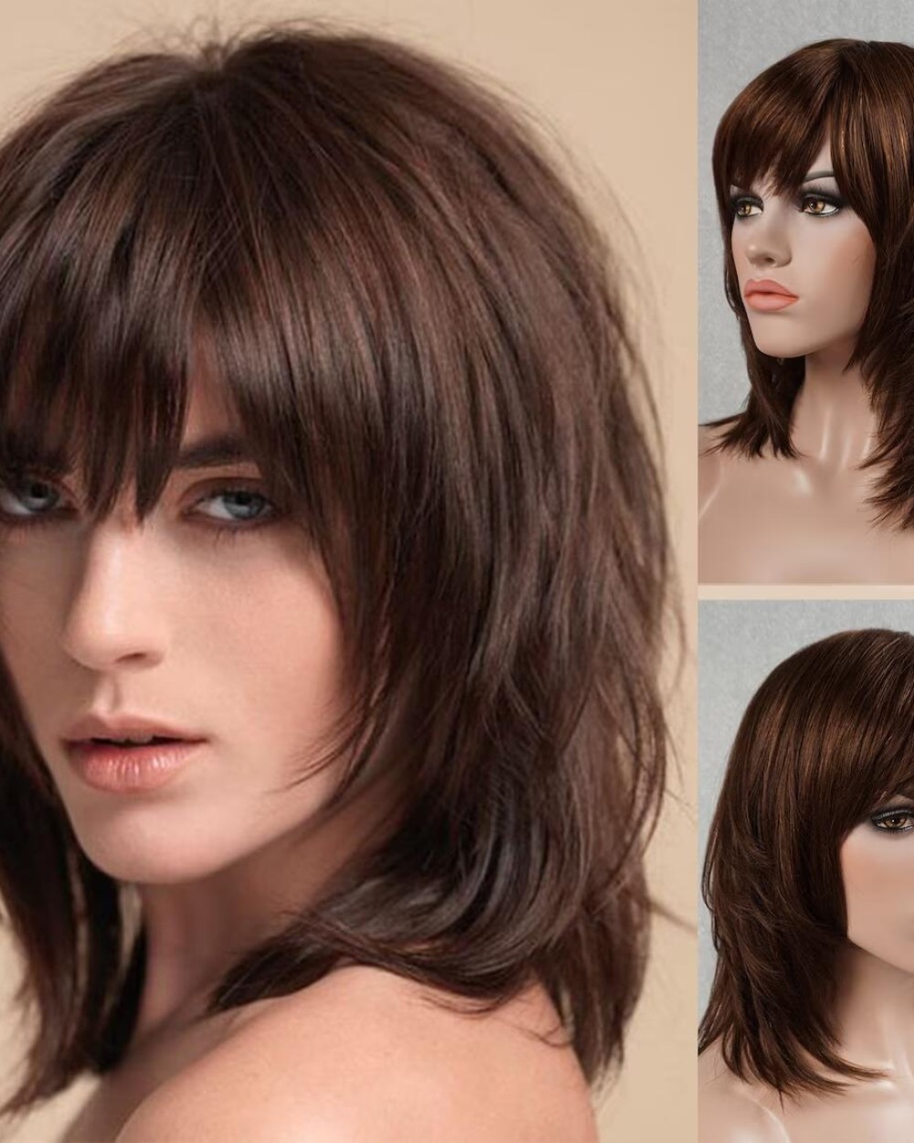 14" Medium Straight Human Hair Wigs, human hair wig | D4 JJB172