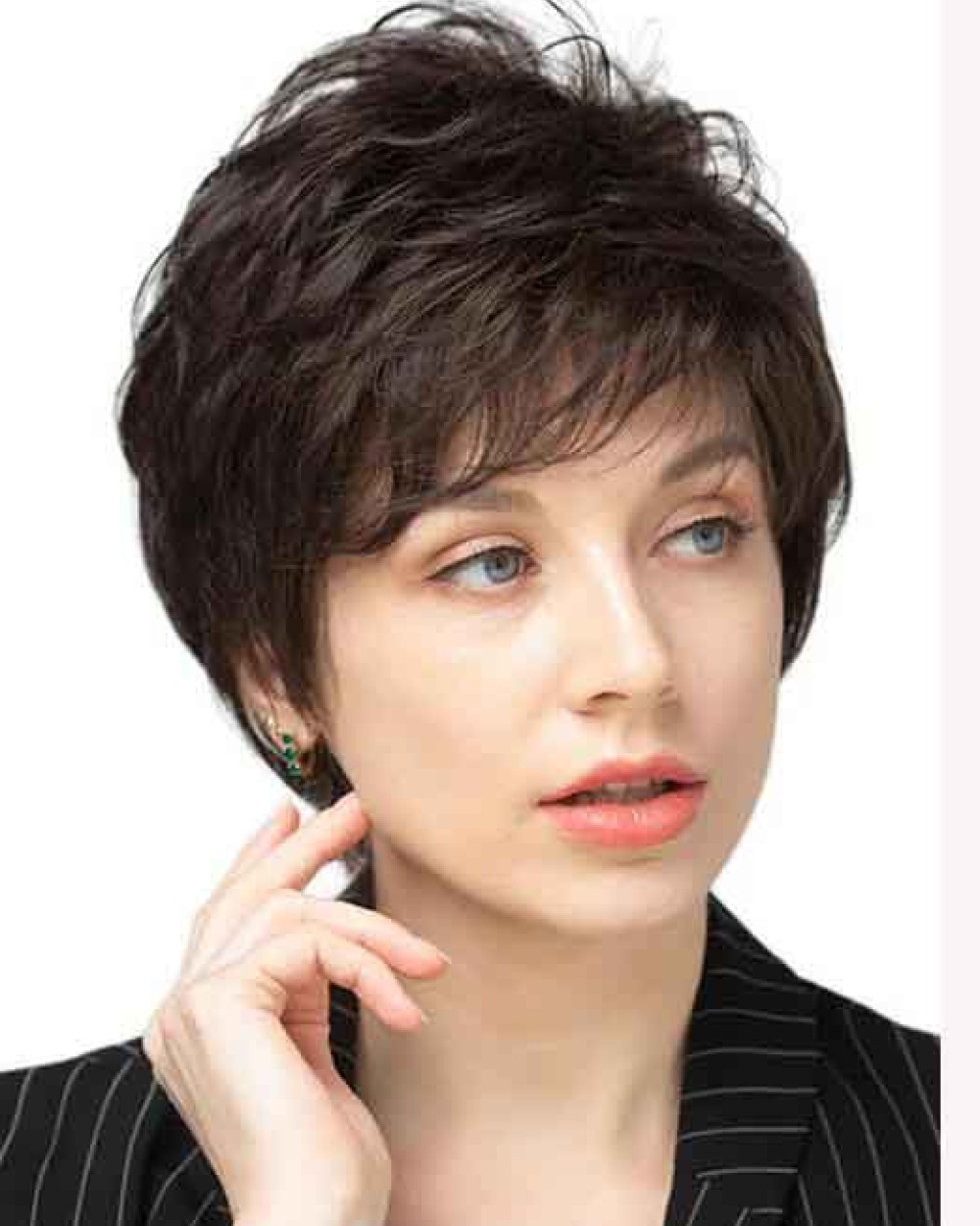 Pixie Short Spiky Wigs Layered Straight Real Human Hair Wigs |D4 JJB286